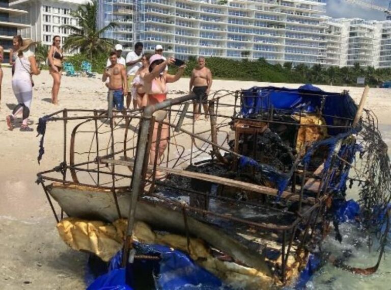 A charred raft with a Cuban police uniform arrived in Miami Beach ...